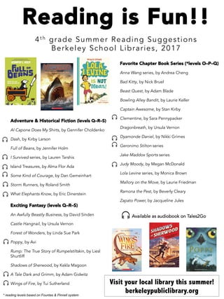 2017 Summer Reading list 4th grade | PDF | Comics and Graphic Novels ...