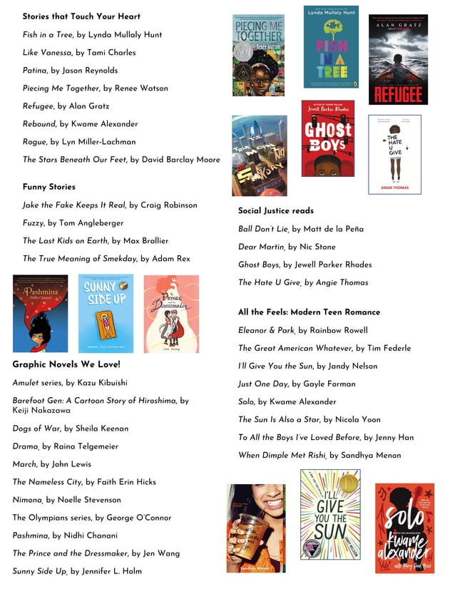 2018 Summer Reading for 7th & 8th graders | PDF | Comics and Graphic ...