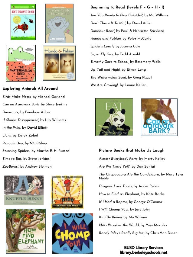 2018 Summer Reading For Kindergarten 2018 Summer Reading For Kindergarten