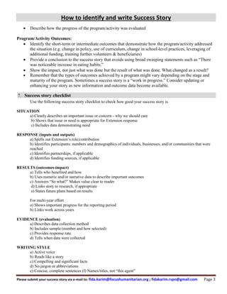 Reading material on success story writing for CERT Karachi by Fida ...