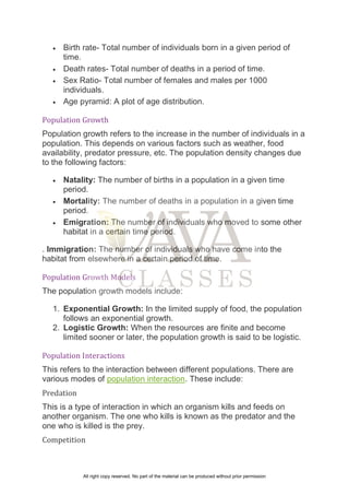 Ecology- organisms and populations class 12 notes in pfd | PDF