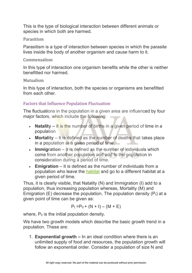 Ecology- organisms and populations class 12 notes in pfd | PDF
