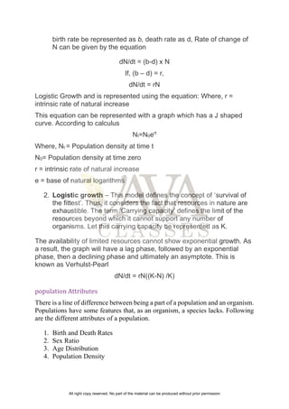Ecology- organisms and populations class 12 notes in pfd | PDF