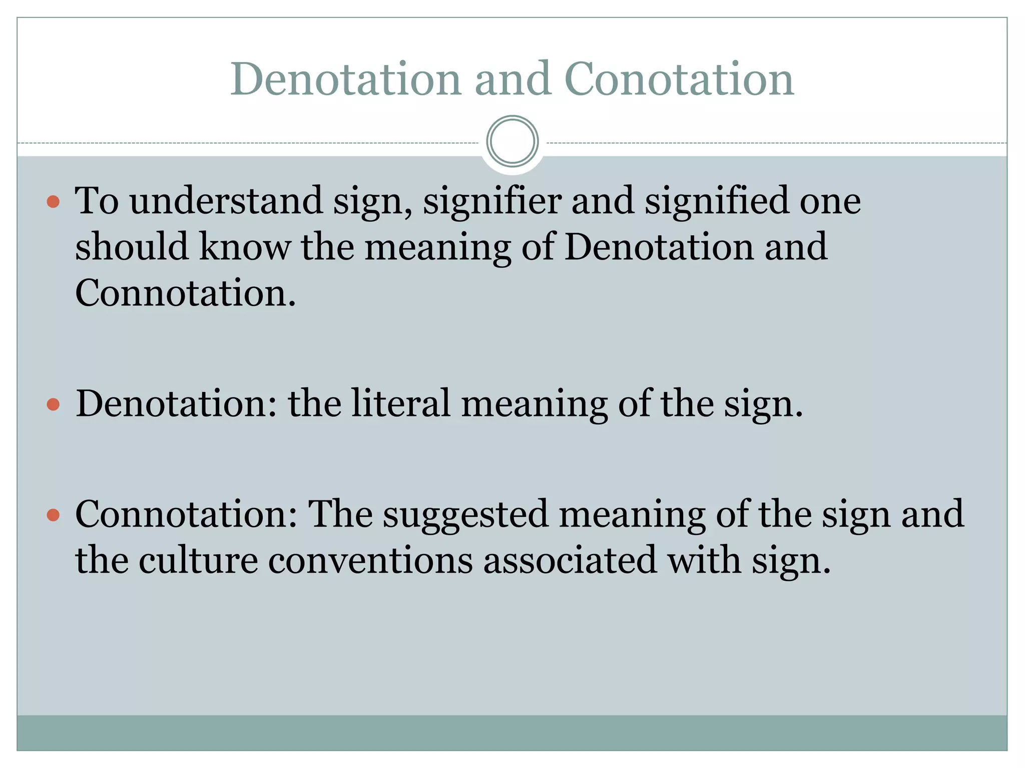 Reading media through sign, signifier and signified | PPTX