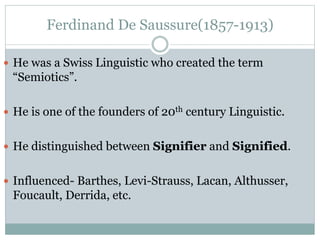 Reading media through sign, signifier and signified | PPTX