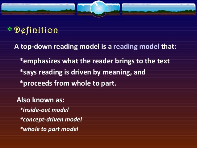 Reading Models and Schema Theory