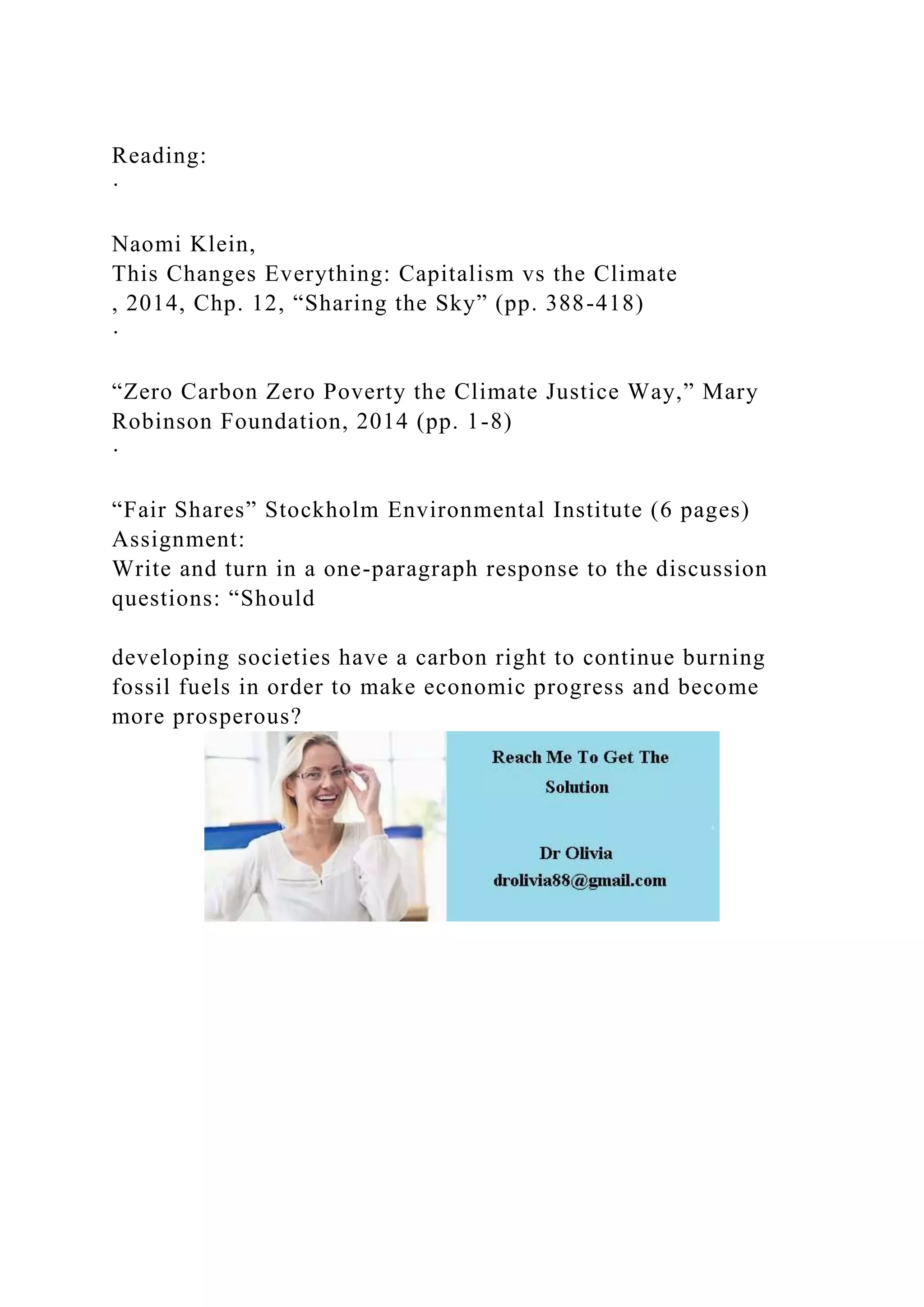 Reading·Naomi Klein, This Changes Everything Capitalism vs.docx