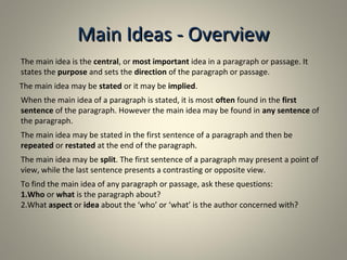 Reading part 3 main ideas(1) | PPT