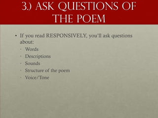 Reading Poetry, Responsibly & Responsively | PPTX