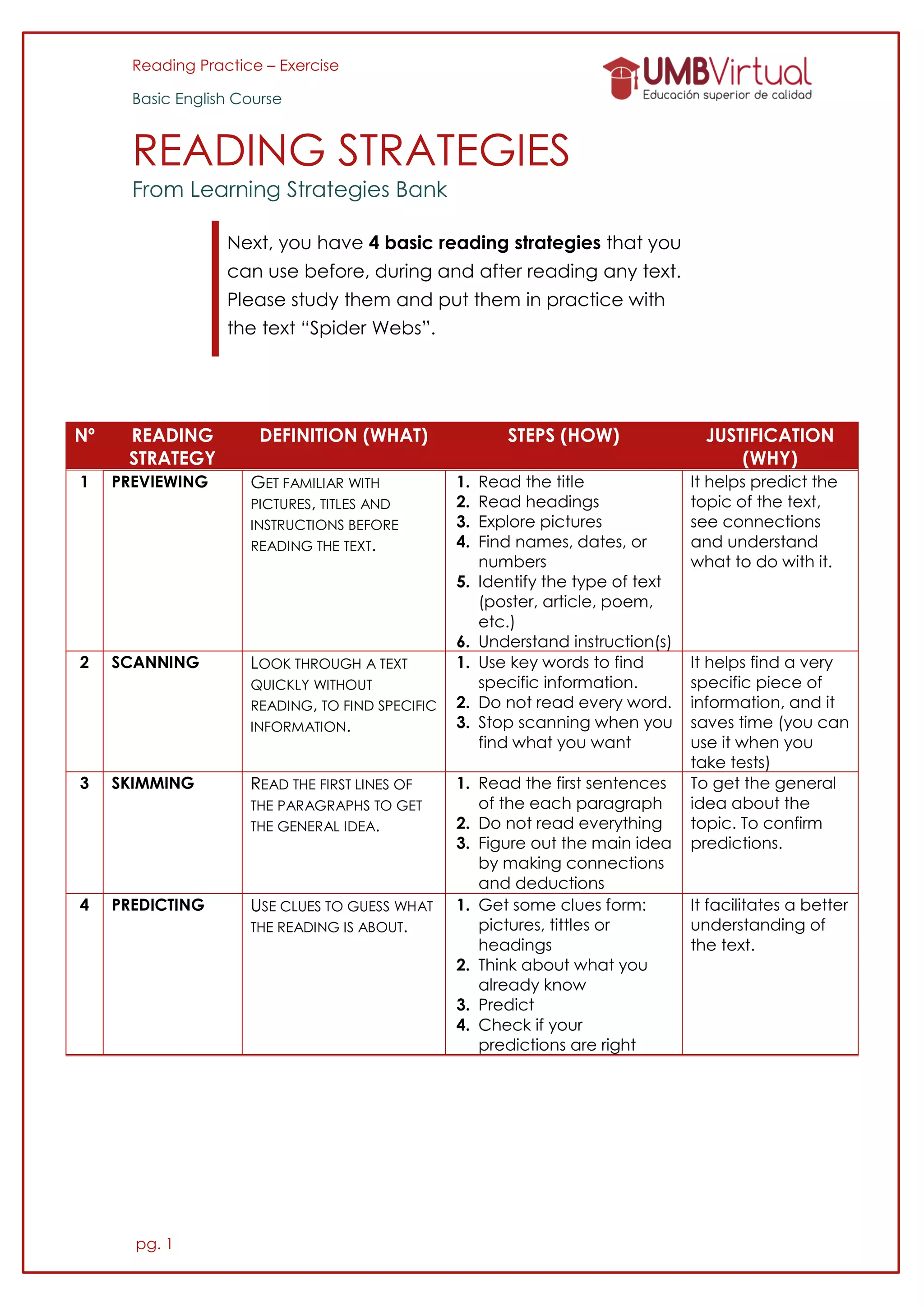 Reading practice answers | PDF