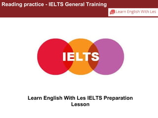 Reading practice test 1 ielts general training | PPT