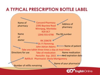 Reading prescription labels 1 | PPTX