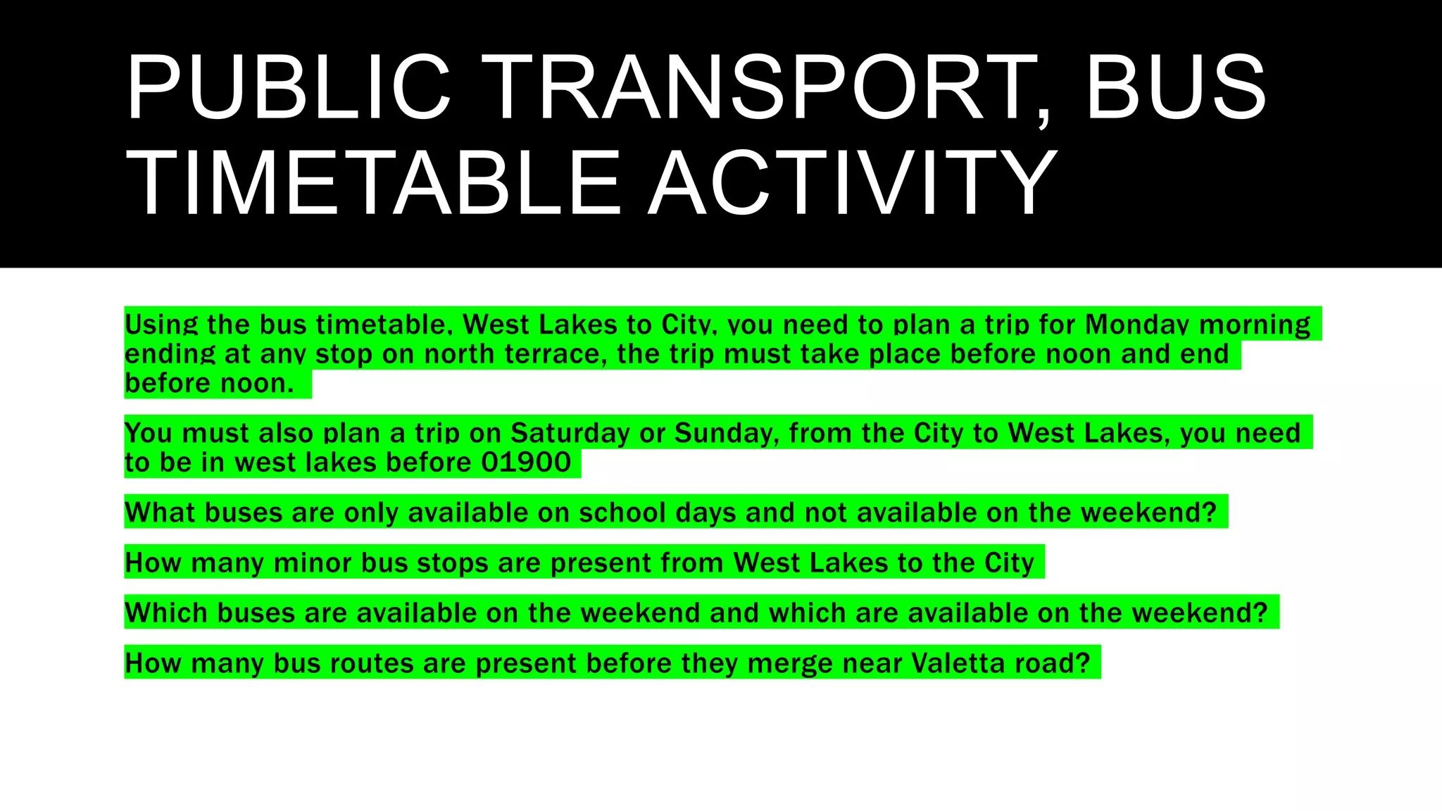 Reading public transport timetables | PPTX