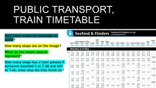 Reading public transport timetables | PPTX | Rail Travel | Travel Type
