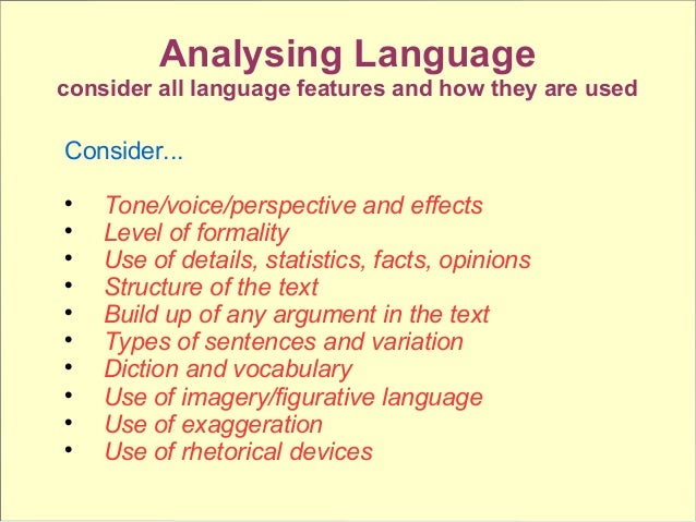 Reading questions analysing language yr11