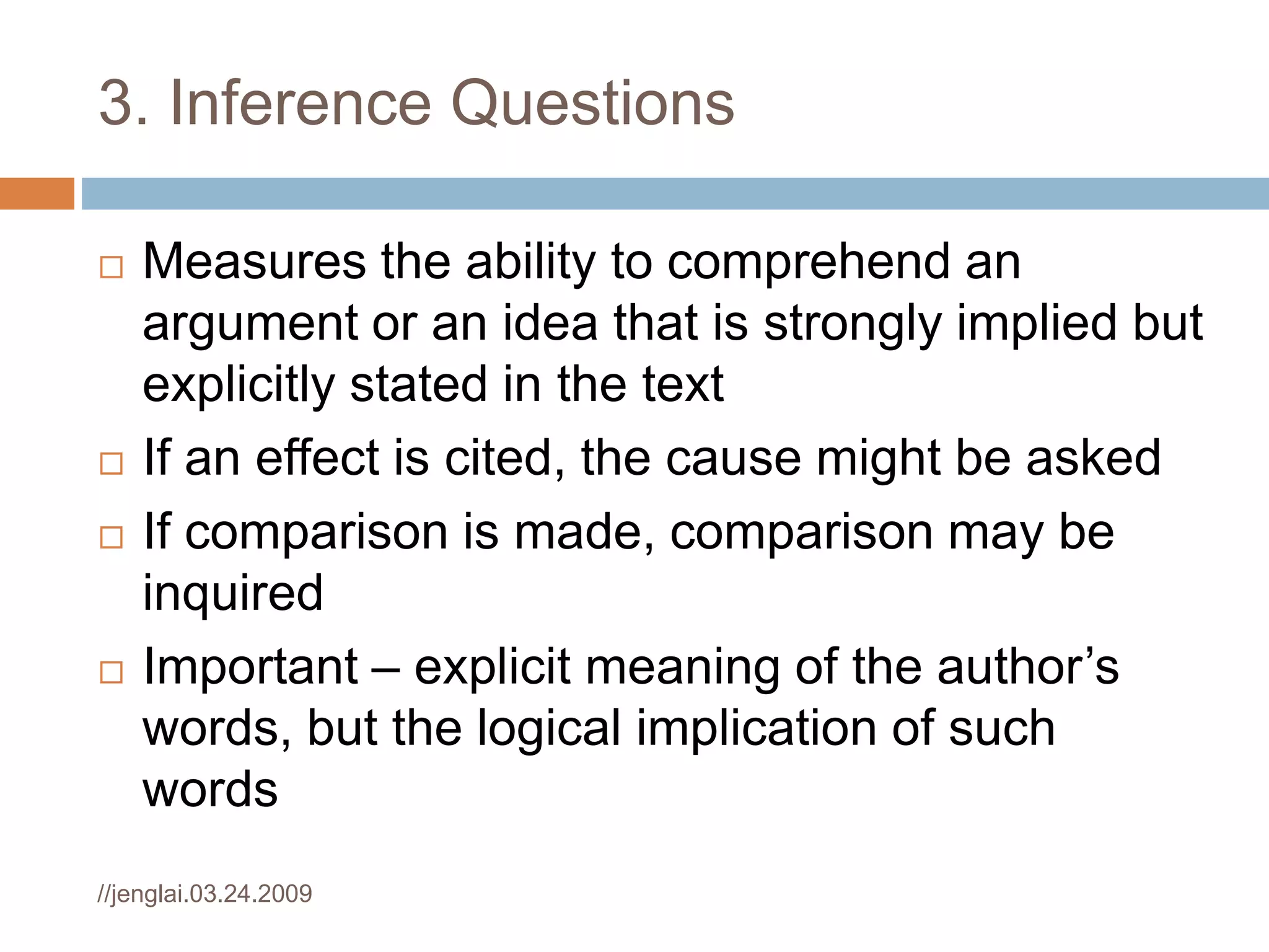 Reading Question Types (TOEFL Review Notes) | PPSX