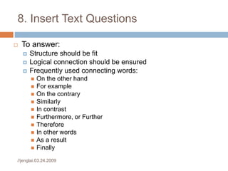 Reading Question Types (TOEFL Review Notes) | PPSX