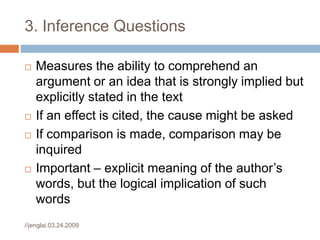 Reading Question Types (TOEFL Review Notes) | PPSX