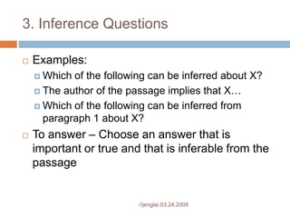 Reading Question Types (TOEFL Review Notes) | PPSX