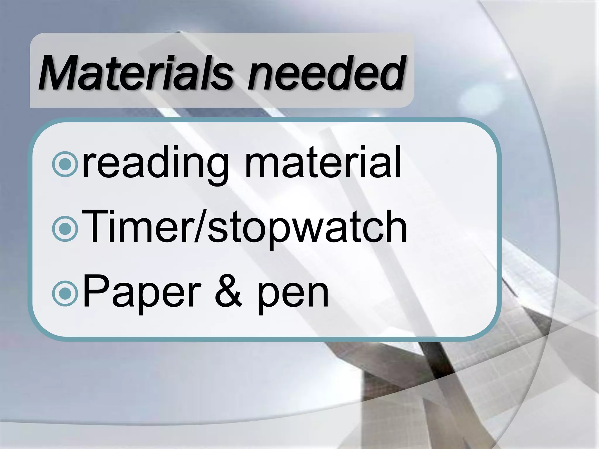 Calculate Reading Rate | PPTX