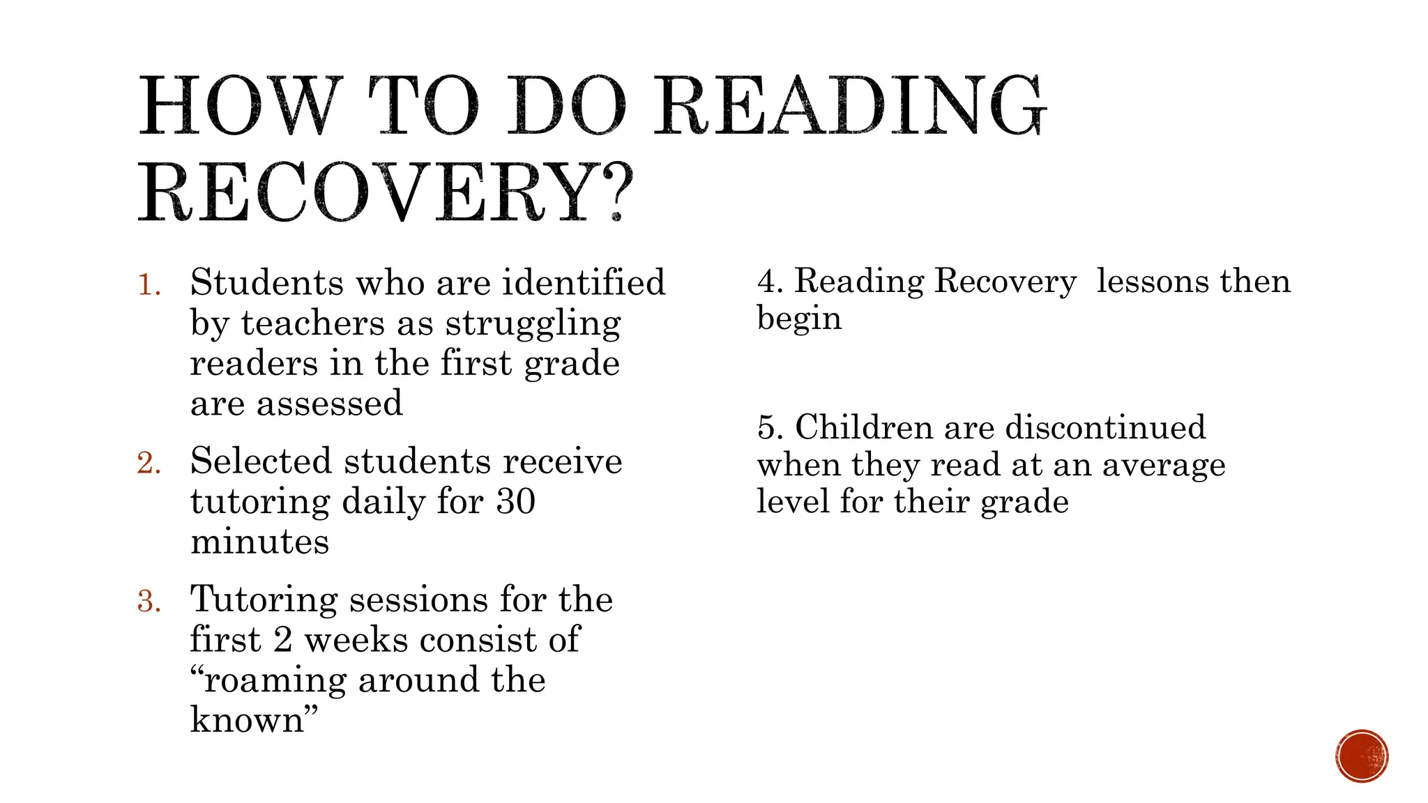Reading Recovery Strategy/Method in Special Education | PPTX