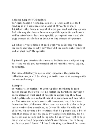 Reading Response GuidelinesFor each Reading Response, you will d.docx
