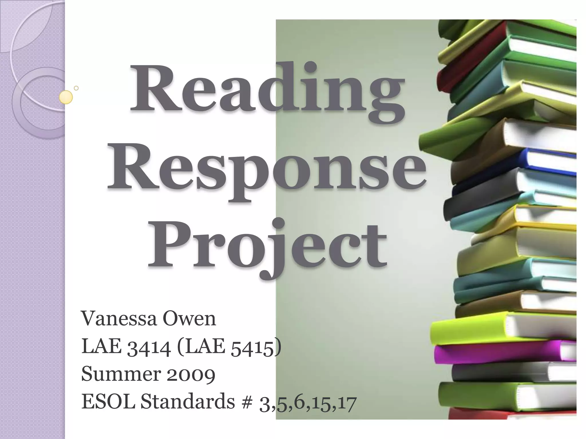 Reading Response Project | PPT