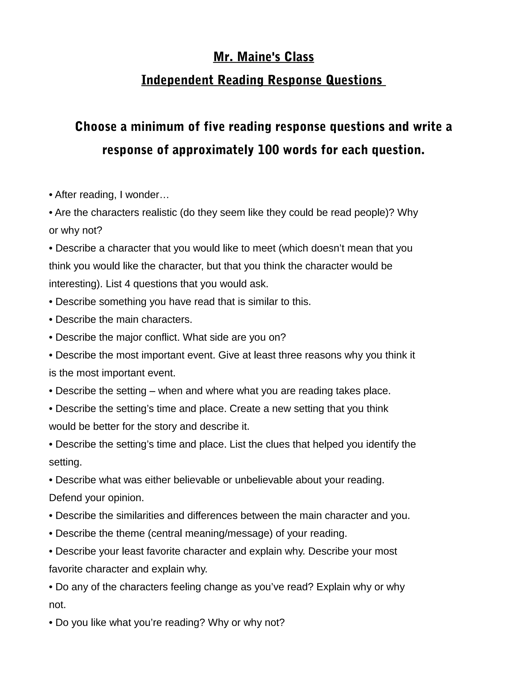 Reading response questions | ODT | Screenwriting | Content Production