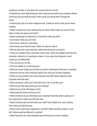 Reading response questions | ODT | Screenwriting | Content Production