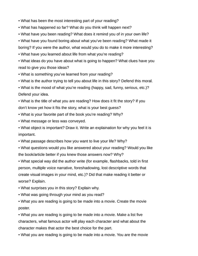 Reading response questions | ODT | Screenwriting | Content Production