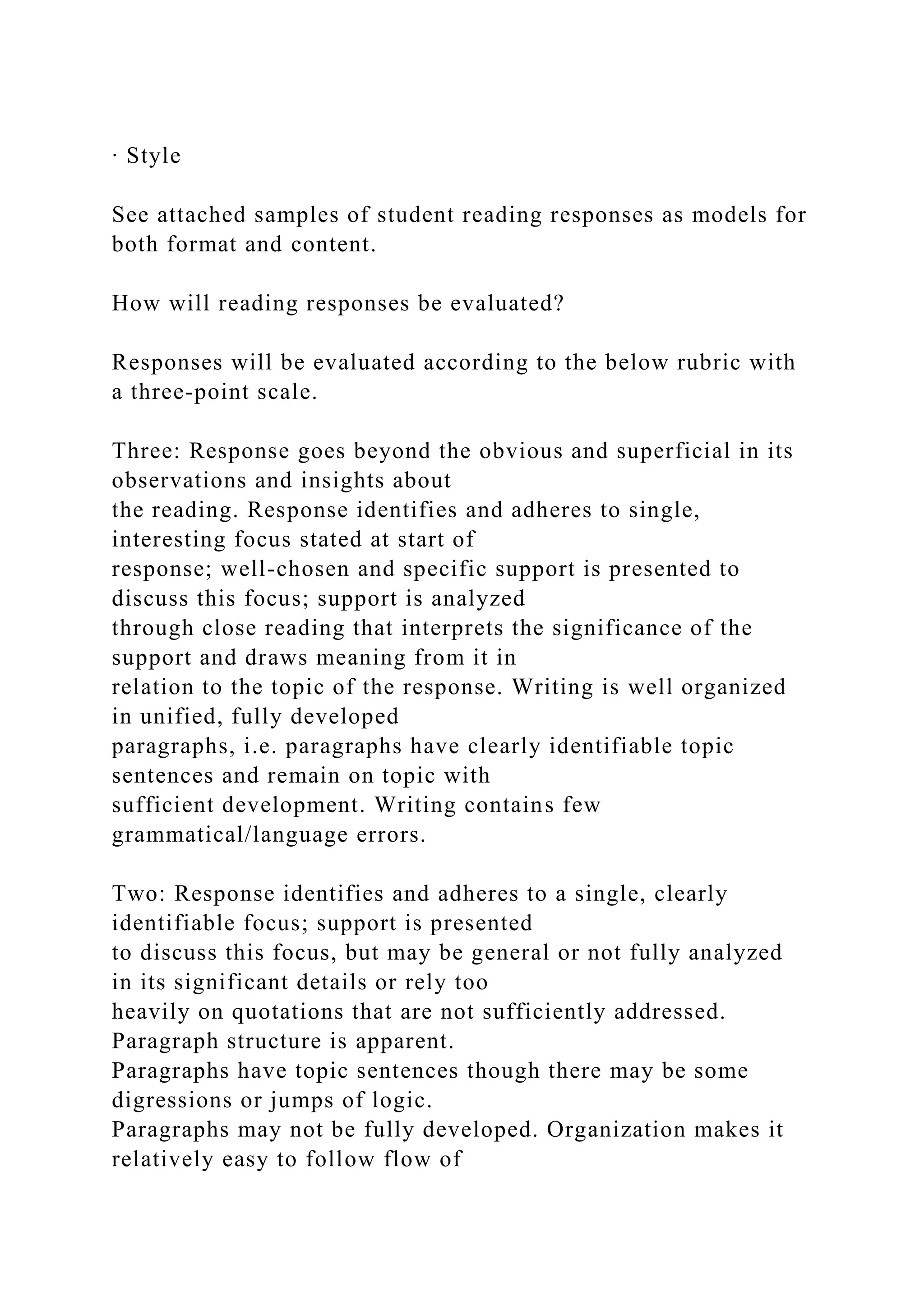Reading Responses Assignment What is a reading response .docx
