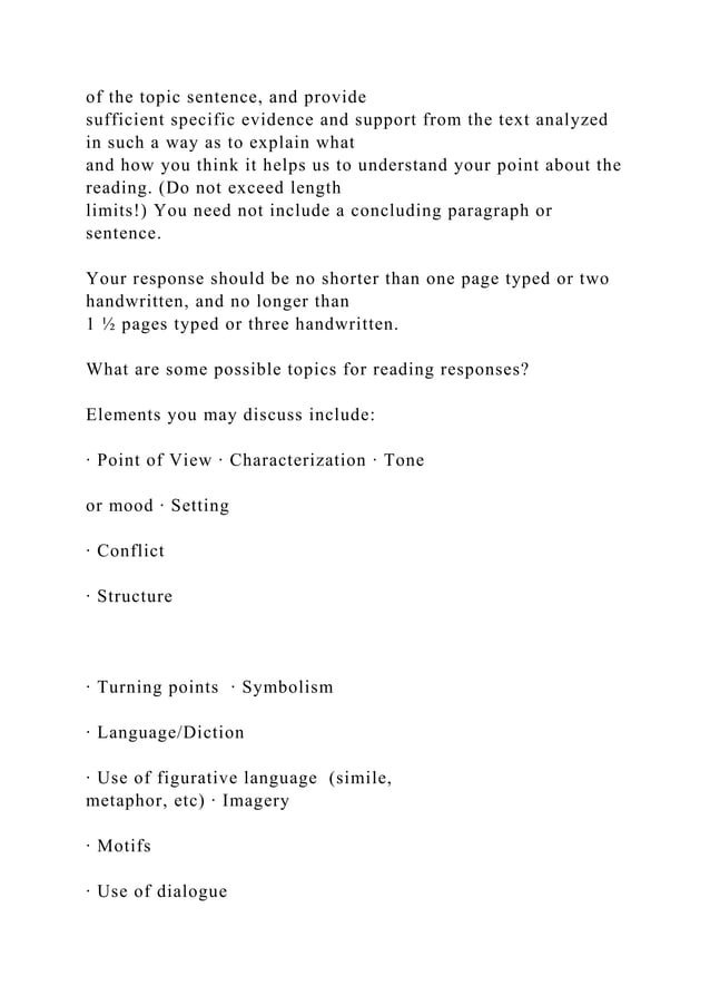 Reading Responses Assignment What is a reading response .docx