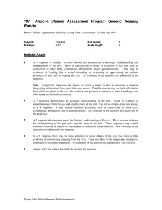 Reading rubrics | PDF