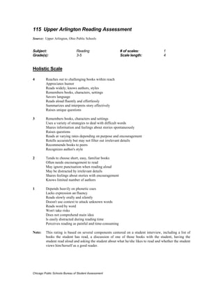 Reading rubrics | PDF
