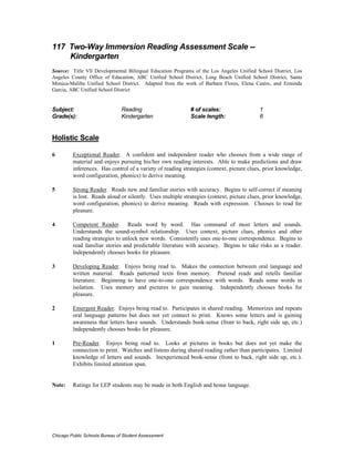 Reading rubrics | PDF