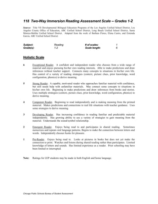 Reading rubrics | PDF