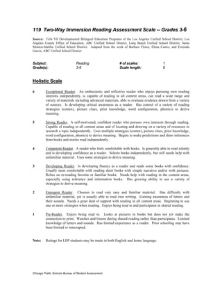 Reading rubrics | PDF