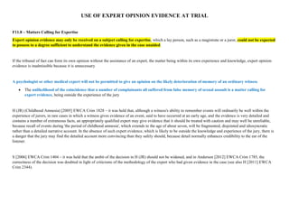 OPINION EVIDENCE, EXPERTS, AND PRIVILEGE | PPT