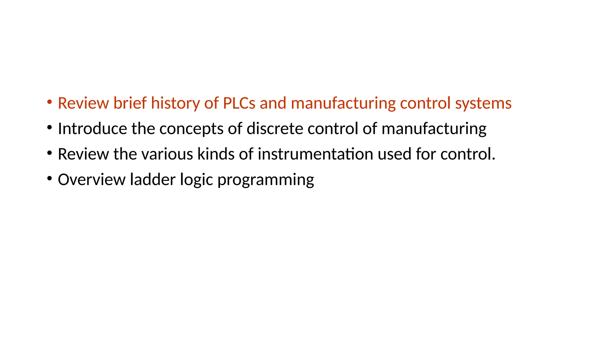 Review brief history of different types of PLC and control systems | PPTX