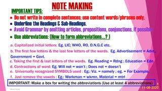 Reading section & note making | PPT