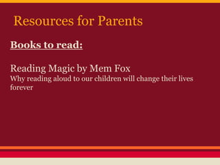 Reading session for parents of young readers | PPTX