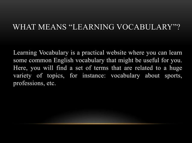 Learning Vocabulary | PPTX | Homework and Study | Education