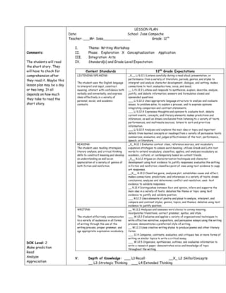 Reading short story lesson plan | PDF