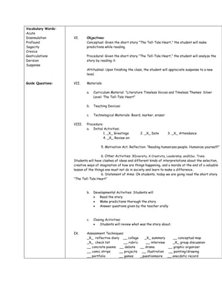 Reading short story lesson plan | PDF