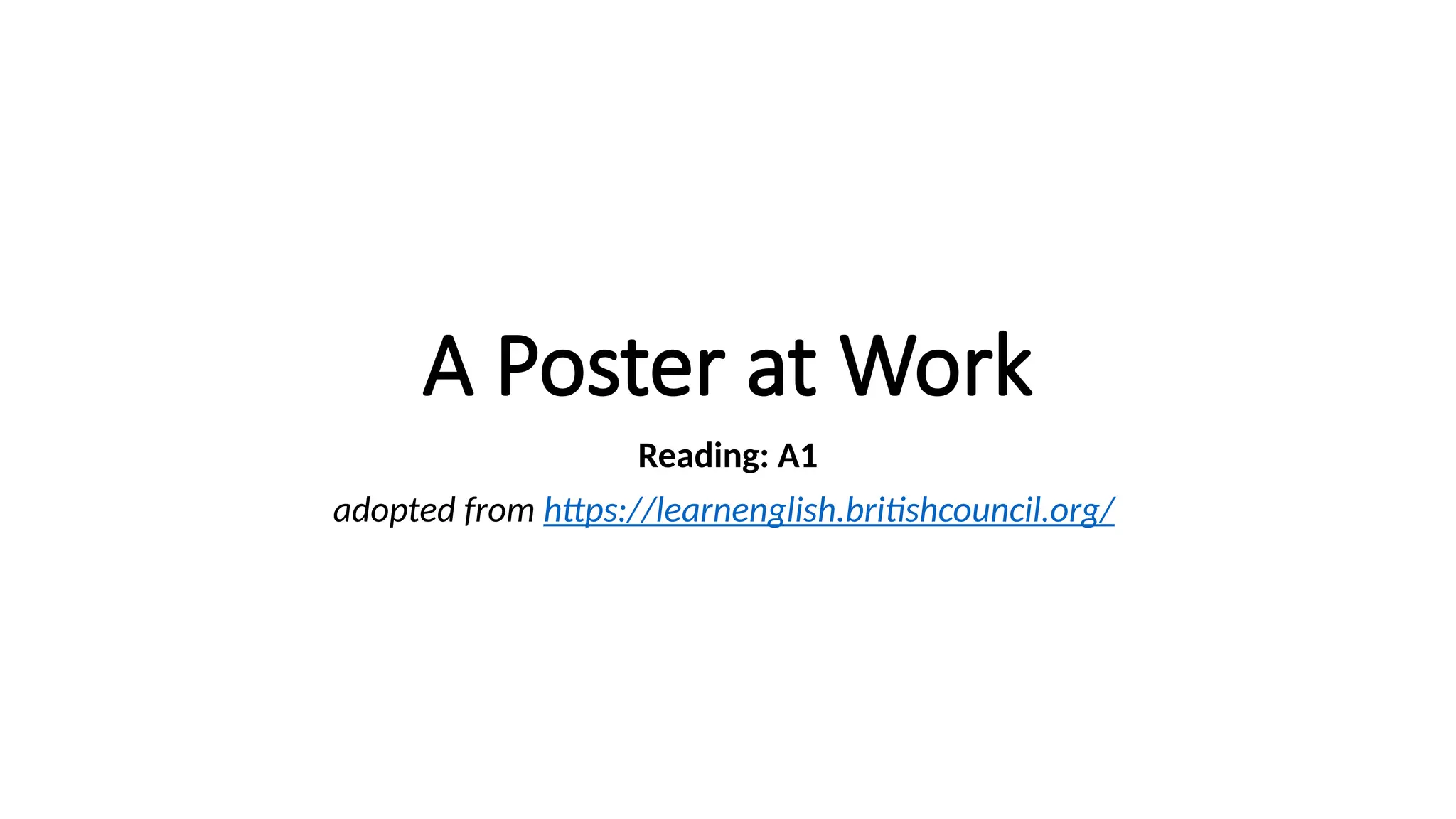 Reading Skill A1 for Beginners _adopted from British Council | PPTX