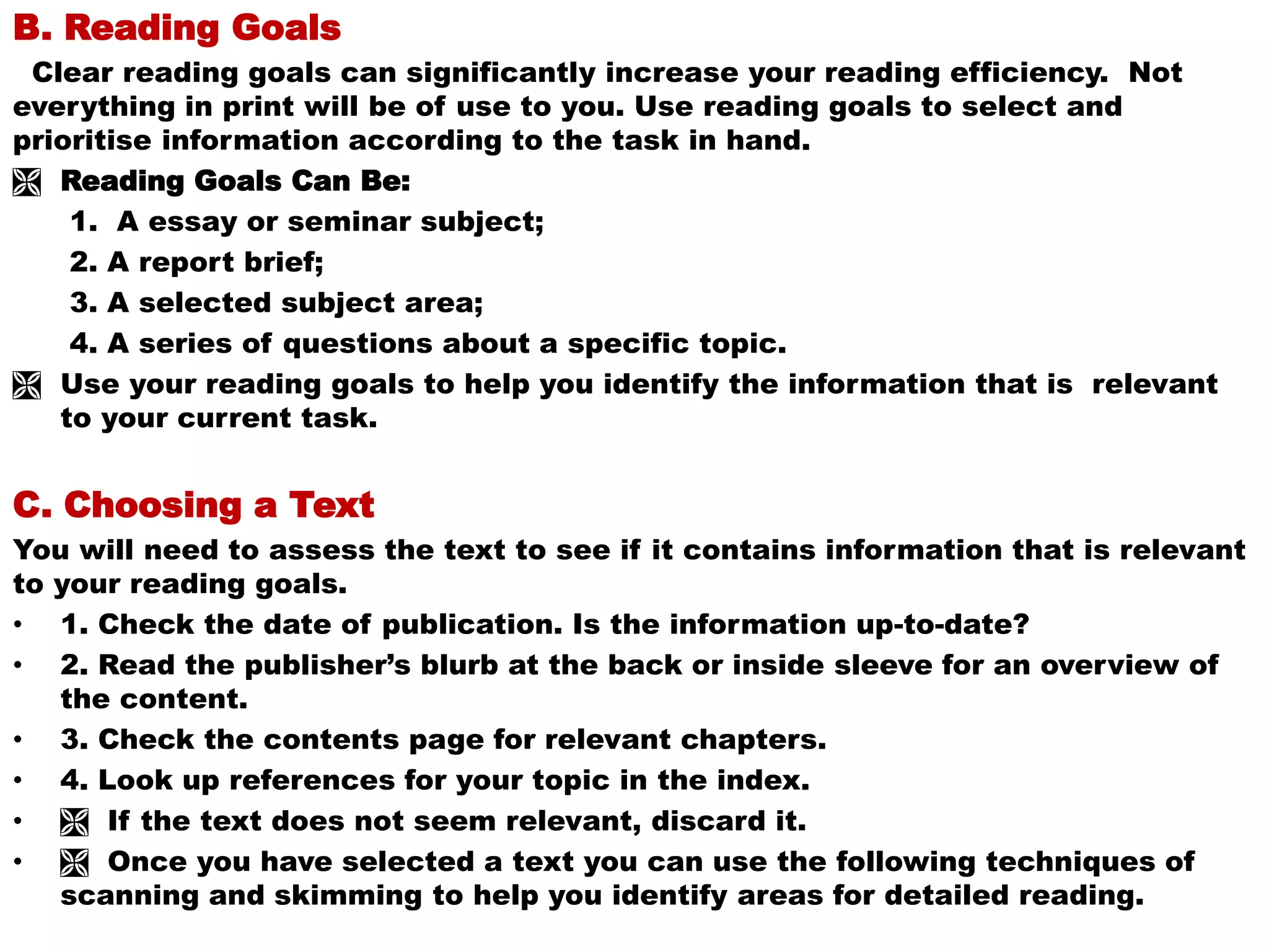 Reading skill for study | PPTX | Education