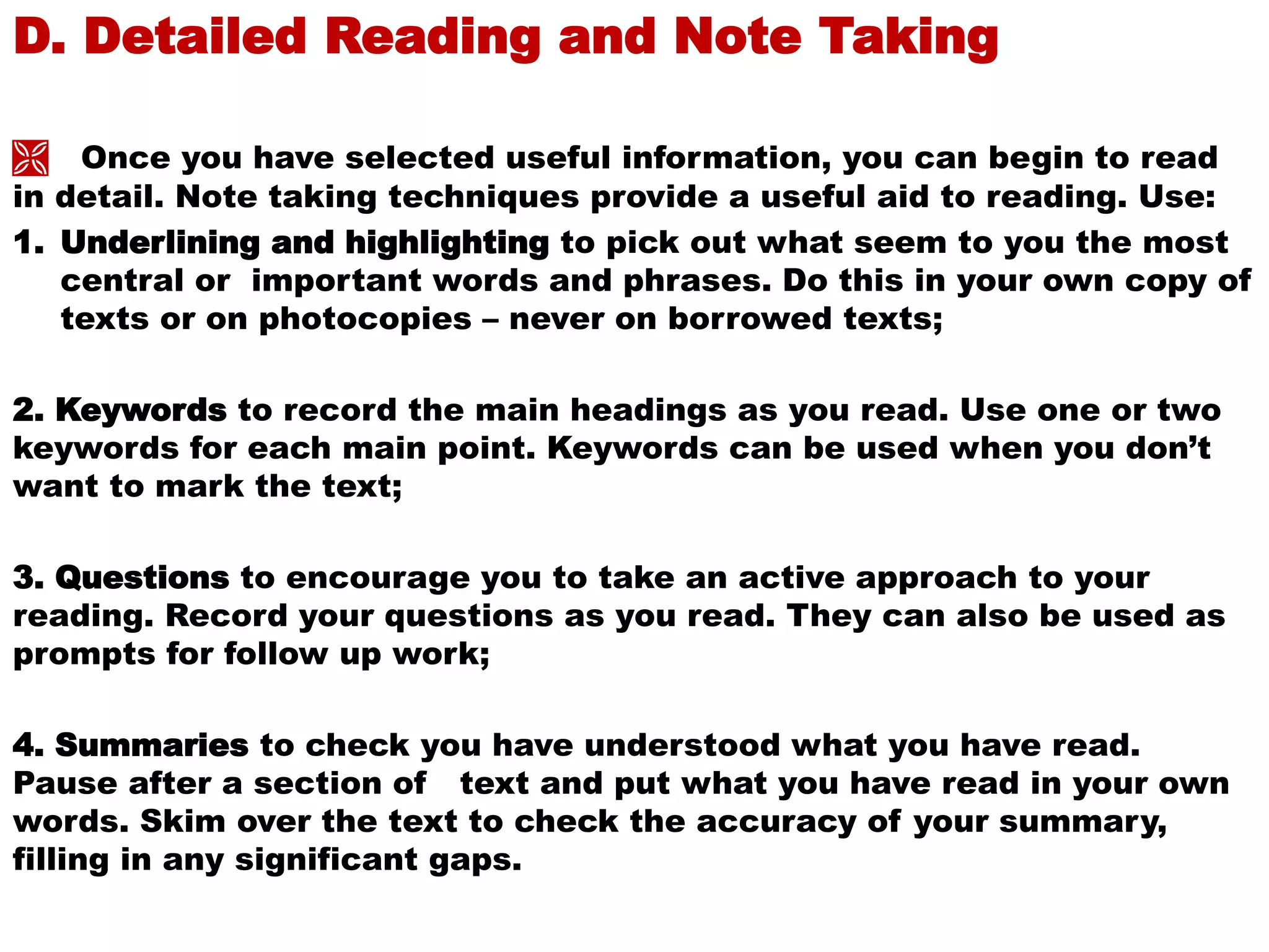 Reading skill for study | PPTX | Education