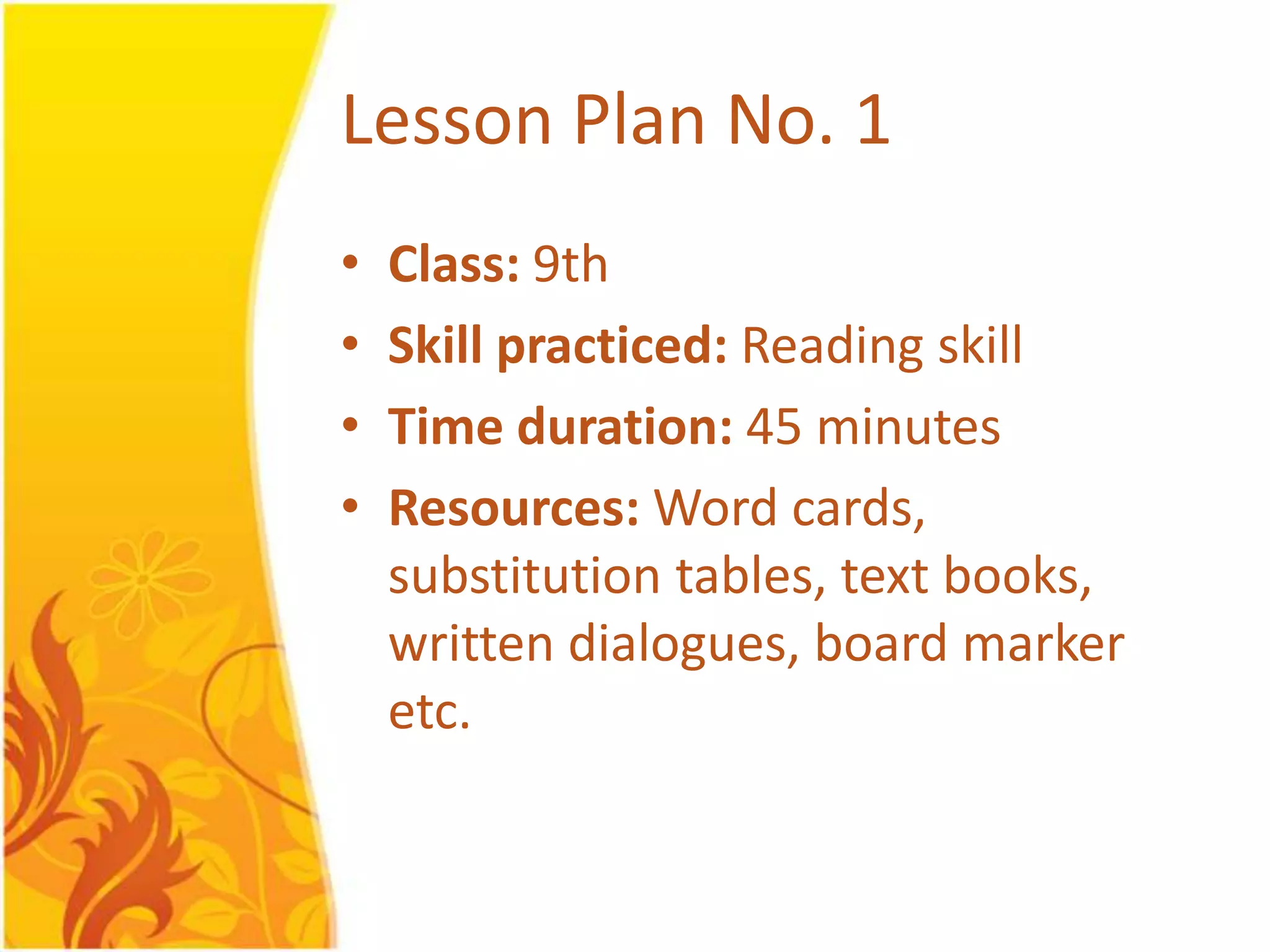 Reading skill lesson plan | PPTX