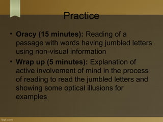 Reading skill lesson plan (joining visual with non visual info) | PPT