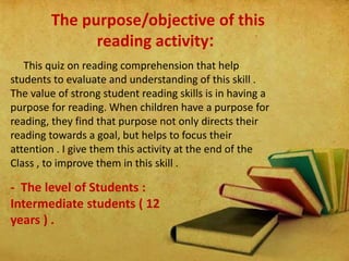 Reading skill ( quiz ) | PPTX